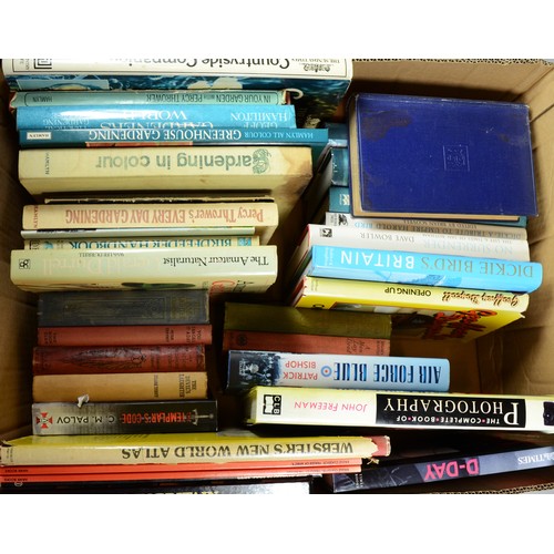 Eight boxes of assorted paperback and hardback books to include novels ...