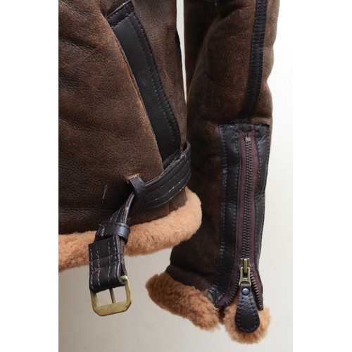 Cockpit Clothing Co. Brown sheepskin lined flying jacket, size 52" chest.