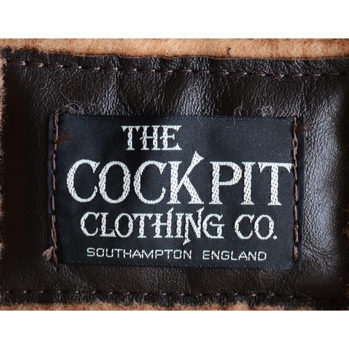 Cockpit Clothing Co. Brown sheepskin lined flying jacket, size 52" chest.
