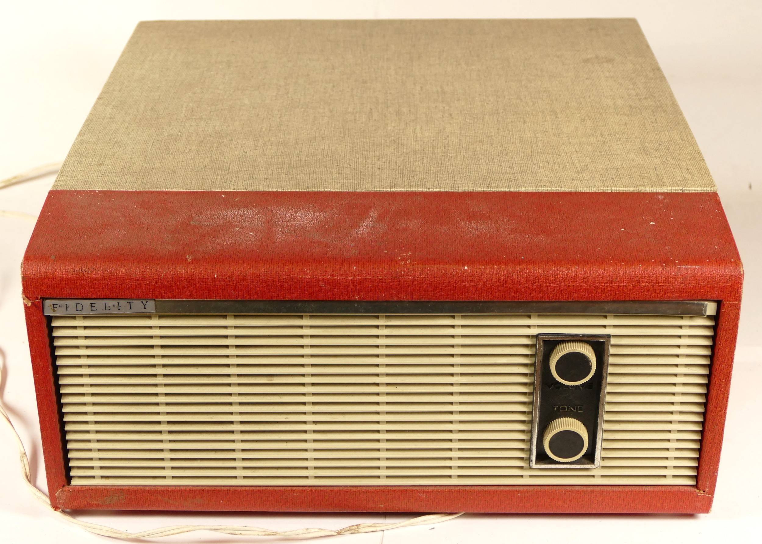A mid 20th century Fidelity cased portable record player together with ...