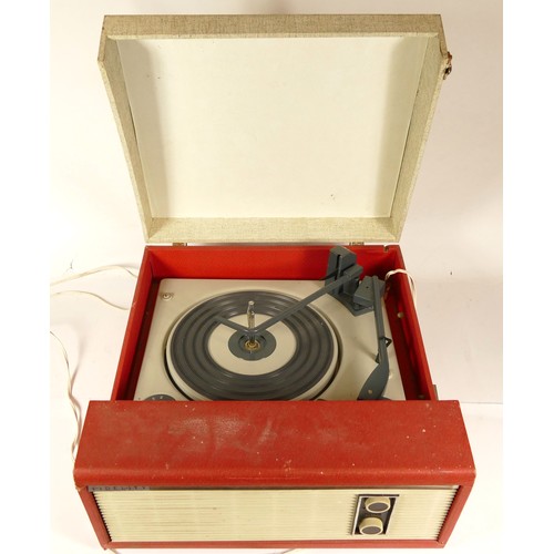 A mid 20th century Fidelity cased portable record player together with ...