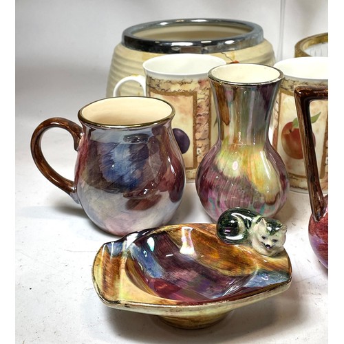 A group of Old Court ware ceramics to include vases, lamp base and ...