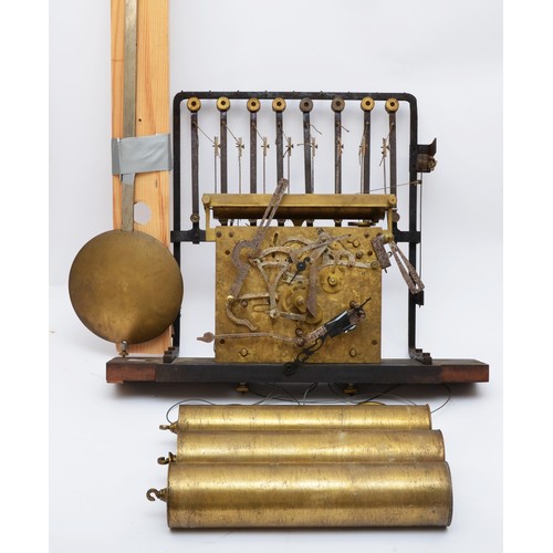 An early 20th century German longcase clock movement, triple weight and ...