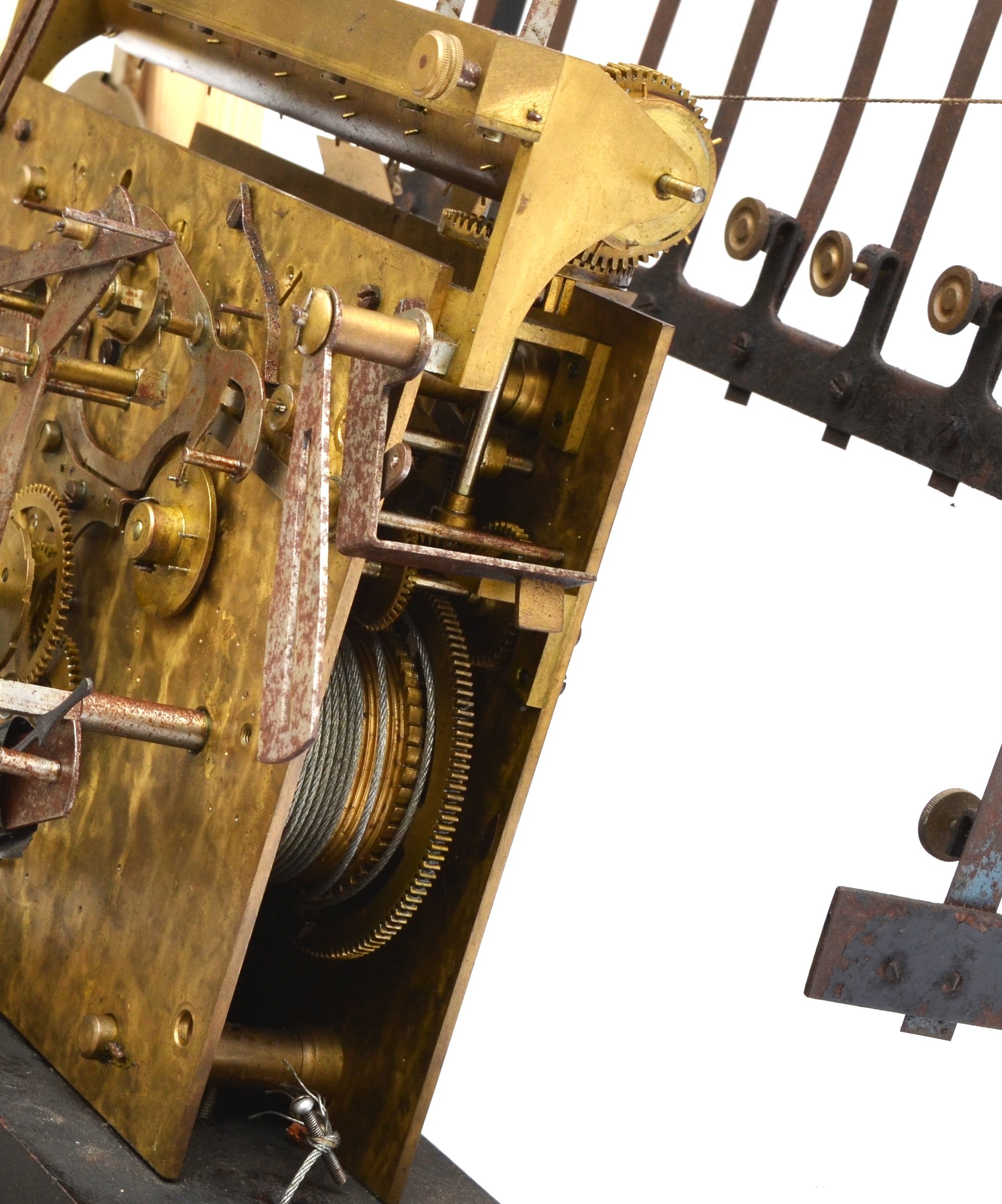 An early 20th century German longcase clock movement, triple weight and ...