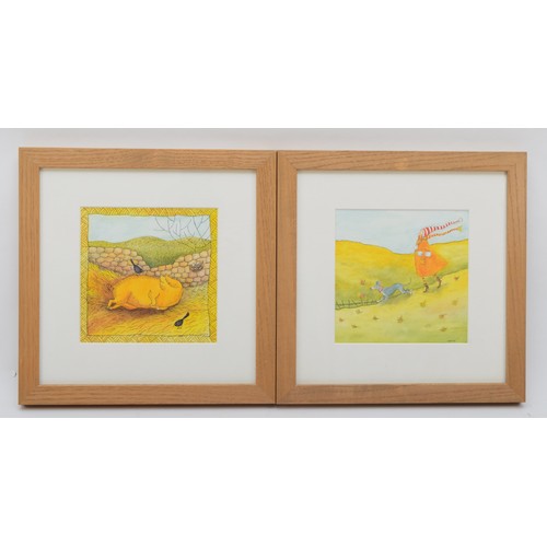 Tamsin Cook; a pair of framed humorous watercolours, titled 'Tamworth ...