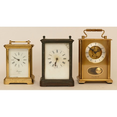 A 20th century Rapport brass corniche cased striking carriage clock ...