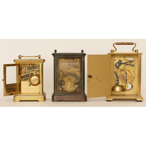 A 20th century Rapport brass corniche cased striking carriage clock ...