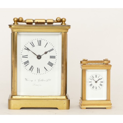 A 20th century French brass corniche cased carriage clock retailed by ...
