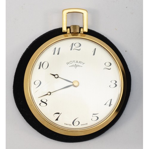 A Rotary Slimline pocket watch, gold plated case having Swiss made ...