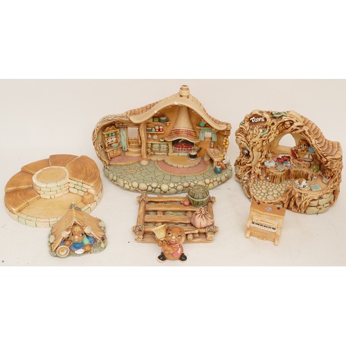 Pendelfin; a collection of rabbits and display stands to include Raft ...