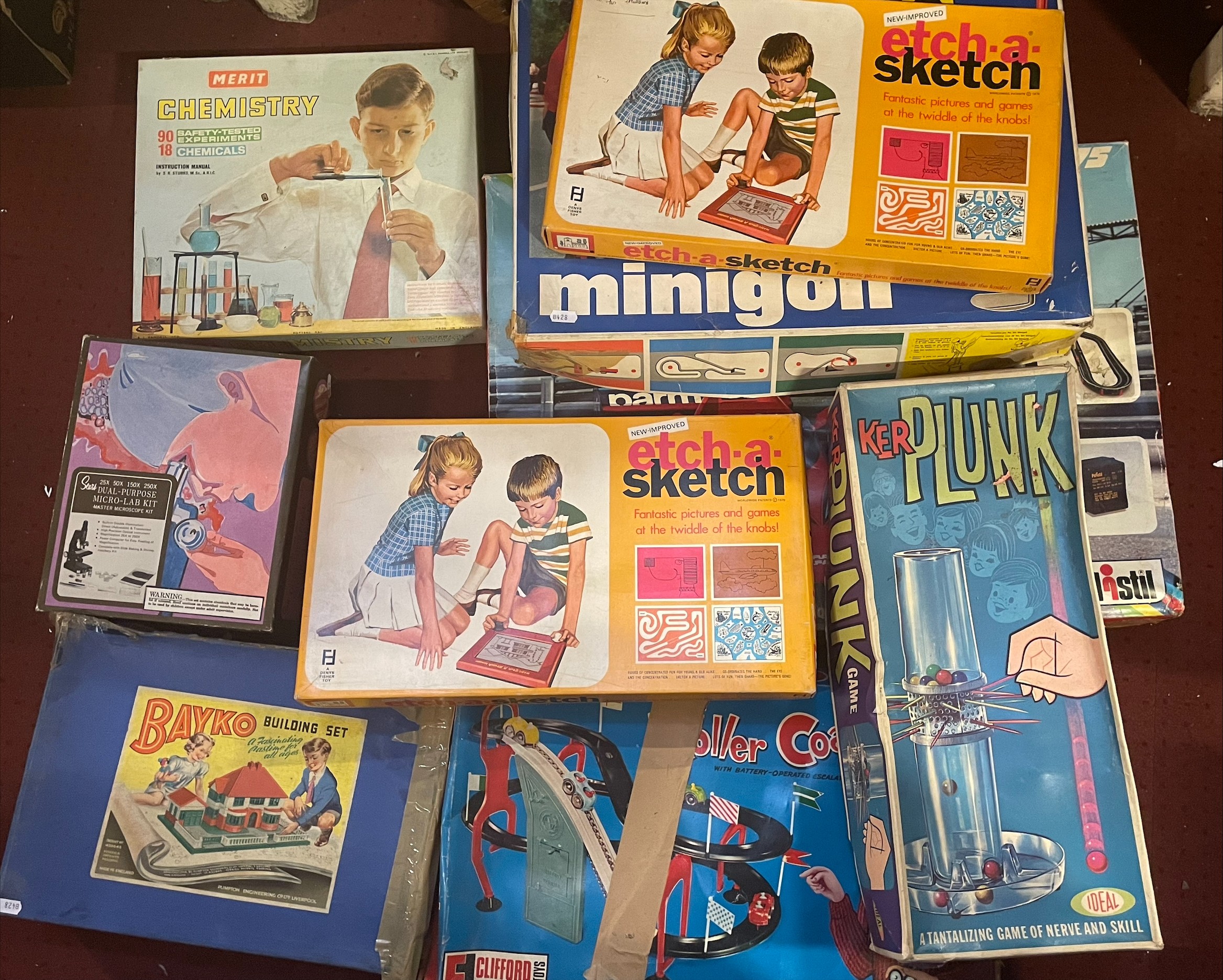 A collection of 1960s/70s board games and toys, to include KerPlunk ...