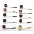 Six Falcon alloy and briar pipes, together with Ronsong, Alco and Titan ...