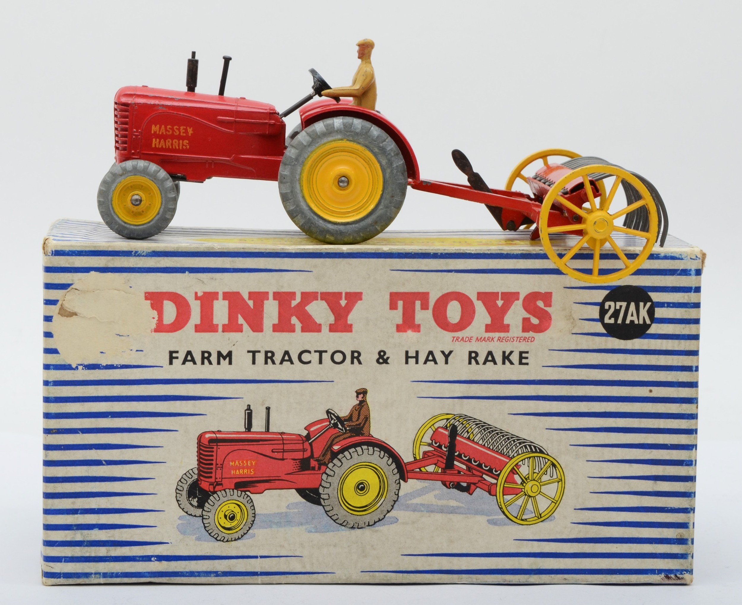 Dinky Toys - A boxed 27AK Farm Tractor & Hay Rake.