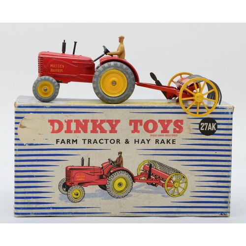 Dinky Toys - A boxed 27AK Farm Tractor & Hay Rake.