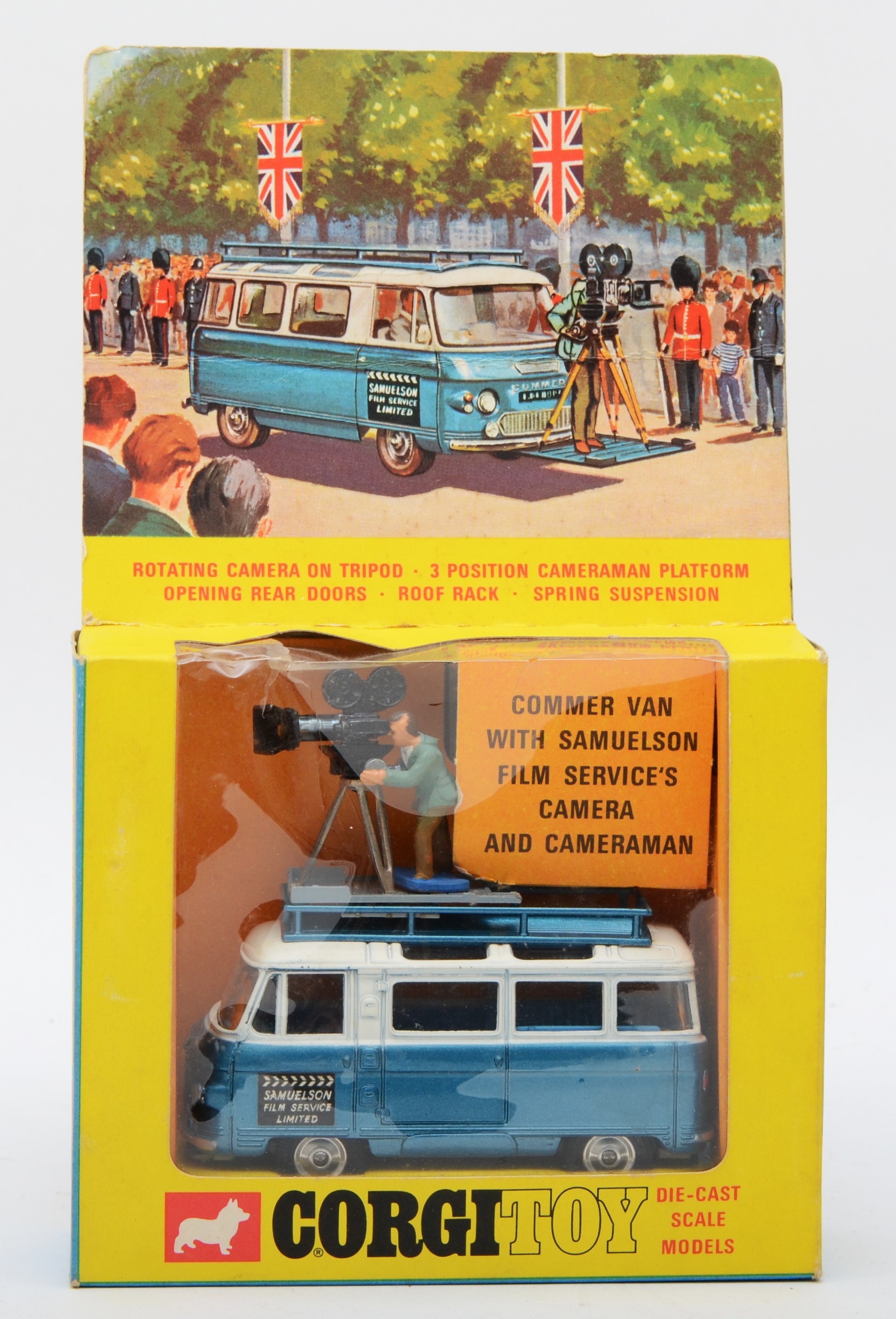 Corgi Toys - A Corgi 479 Commer Van with Samuelson film services camera ...