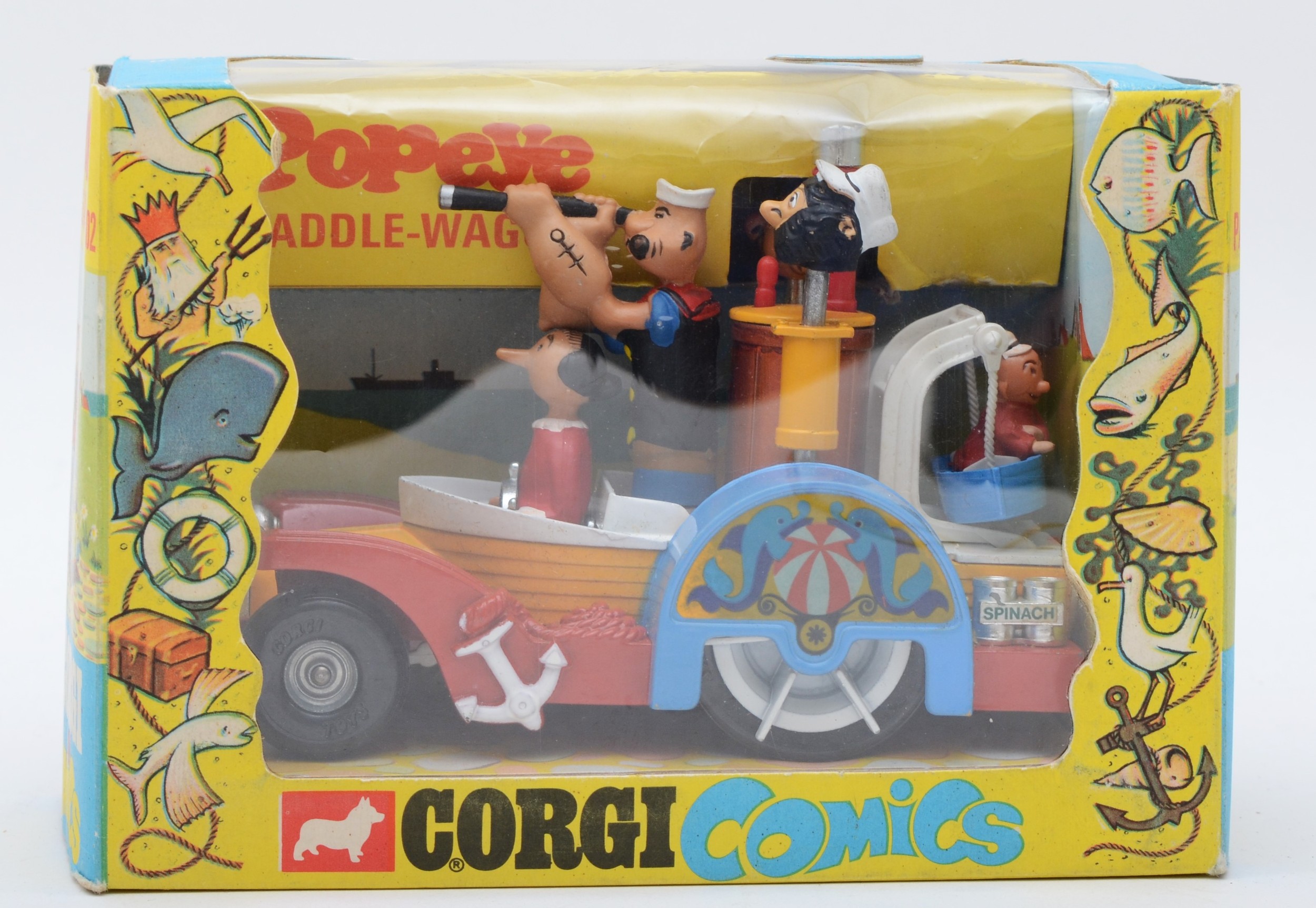 Corgi Toys - A Corgi 802 Popeye Paddle-Wagon, finished in yellow, red ...