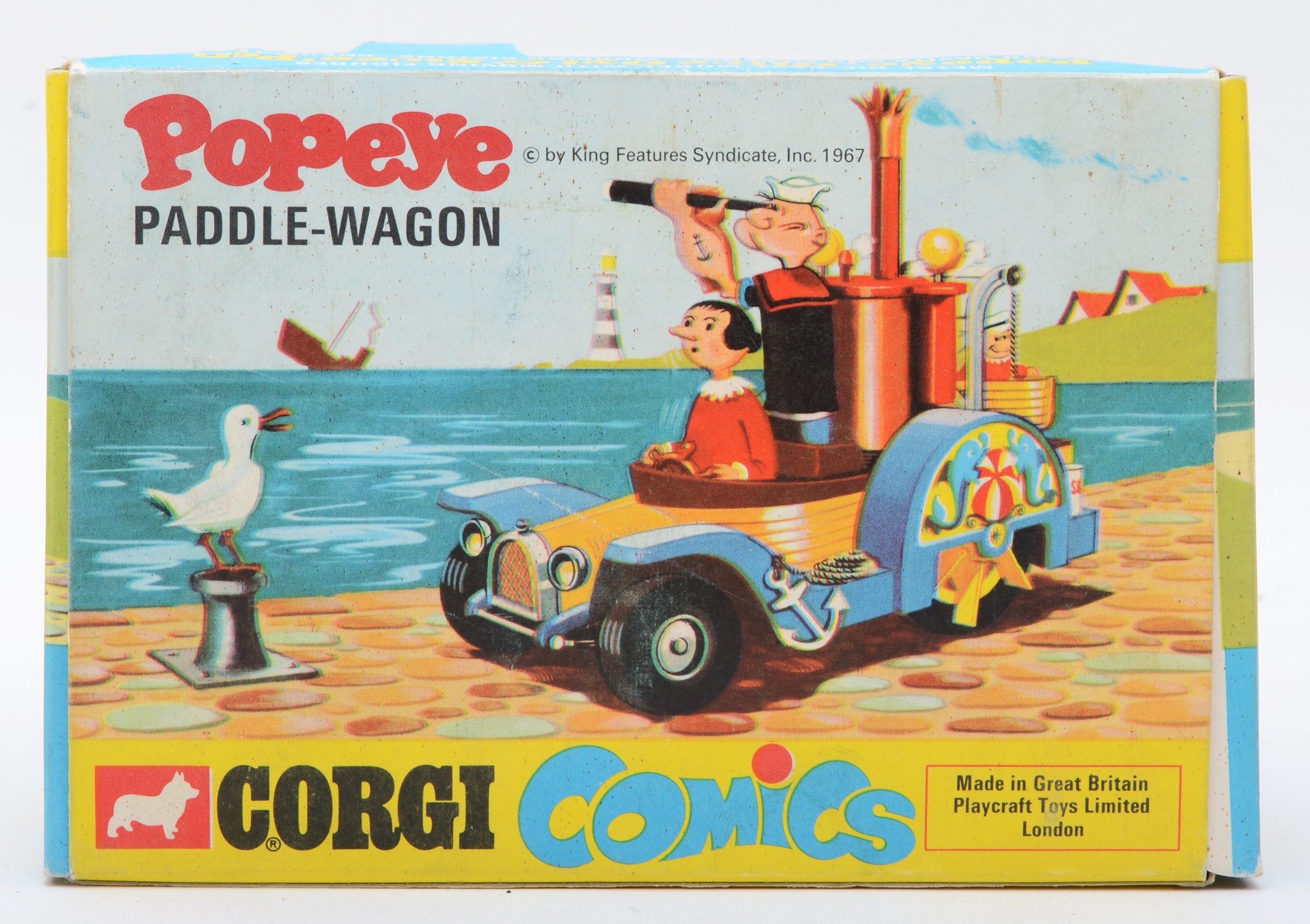 Corgi Toys - A Corgi 802 Popeye Paddle-Wagon, finished in yellow, red ...