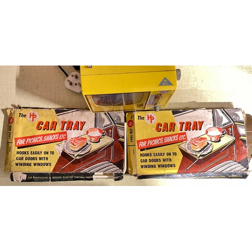Two 1950s portable folding car trays (boxed) together with a 1970s ...