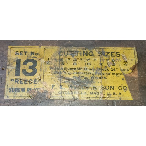 A substantial wood cased cut & die set No 13, by F.E Wells & Son.