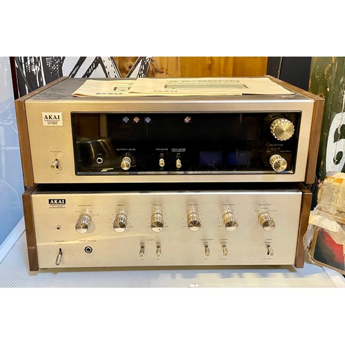 A 1970s Akai amplifier, model AA-520, together with an Akai stereo ...