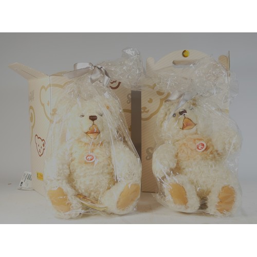 Two modern Steiff teddy bears, 36cm tall, boxed as new in original ...