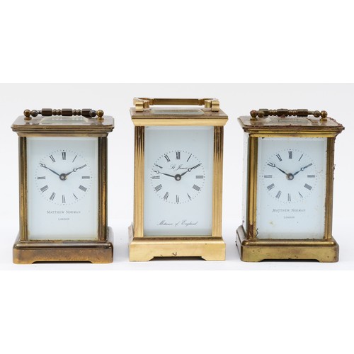 Three brass cased carriage clocks, circa late 20th century, having ...