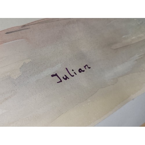 Two contemporary mixed media paintings on paper depicting female torsos ...