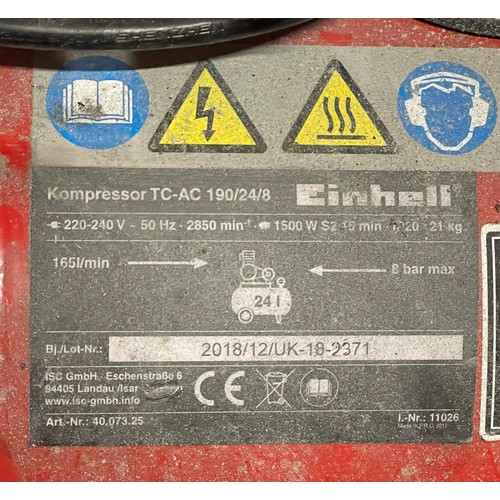 A Einhell 240 volt compressor, with associated airlines, grease gun and ...