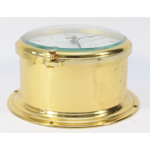 A 20th century Schatz 'Royal Mariner' brass bulkhead clock, having 8 ...