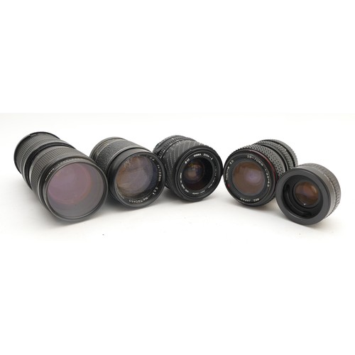 Four various camera lenses