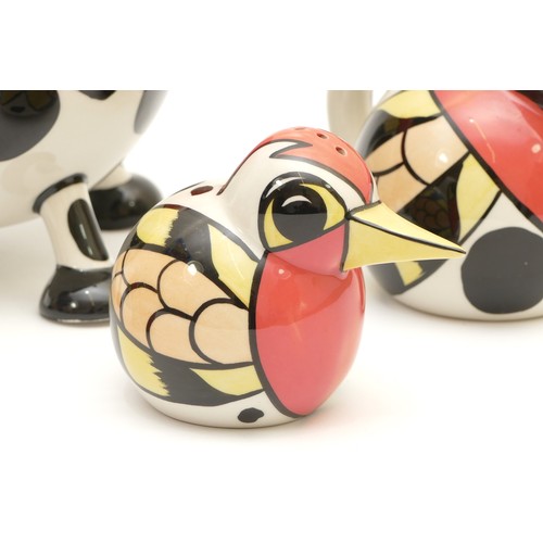 A Lorna Bailey tea set, complete with Robin teapot, milk jug, salt and ...