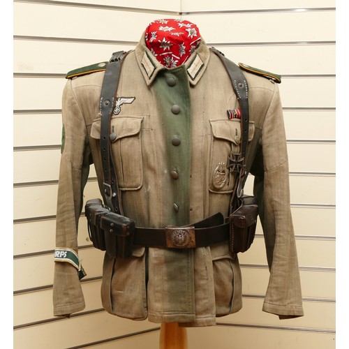 WWII German Third Reich M41 Field grey/beige tunic, featuring the Jäger ...