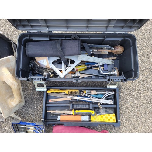 A MacAllister tool box containing a selection of carpentry hand tools ...