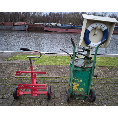 A mid 20th century Shell-Mex and BP 90 ep gear oil dispenser together ...