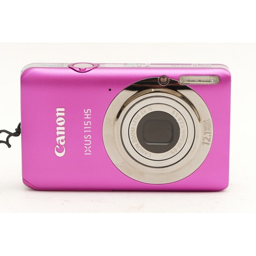 A Canon IXUS 115 HS, model no. PC1588, in pink.