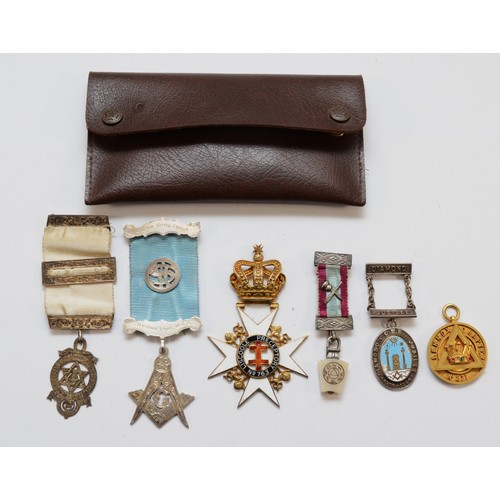 Six Sterling silver masonic jewels to include, Lennox Chapter, Liscoole ...