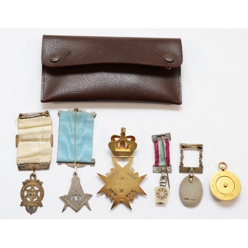 Six Sterling silver masonic jewels to include, Lennox Chapter, Liscoole ...