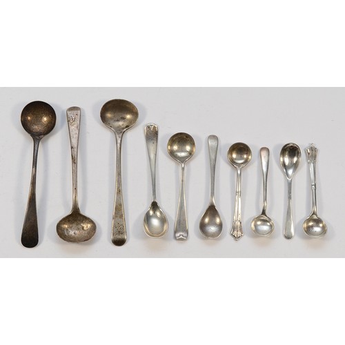 A collection of ten Georgian and later condiment spoons, 55gm.