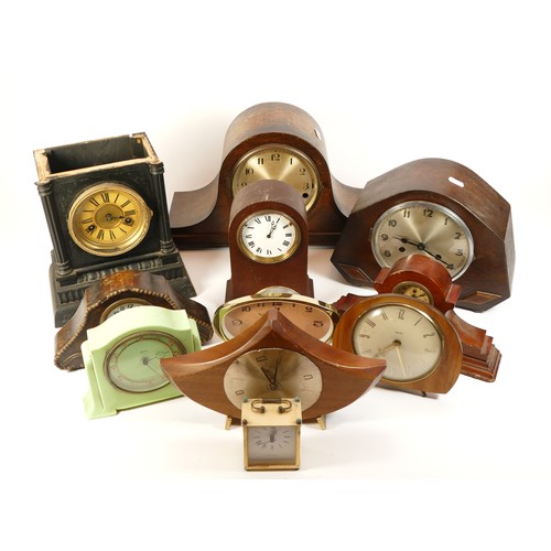A collection of mid twentieth-century and later mantel clocks, alarm ...