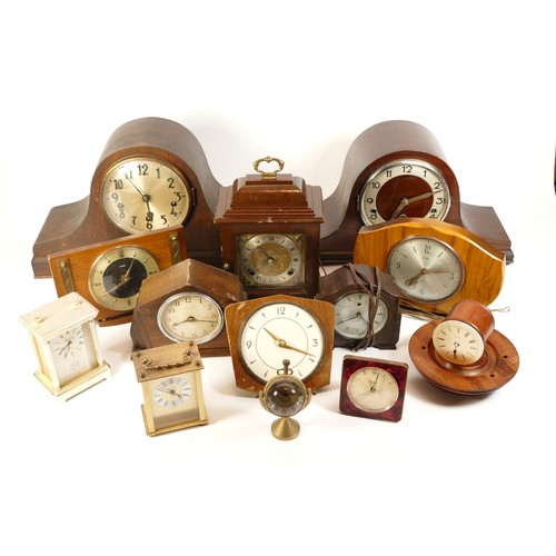 A collection of mid twentieth-century and later mantel clocks, alarm ...