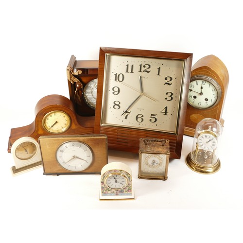 A collection of mid twentieth-century and later mantel clocks, wall and ...