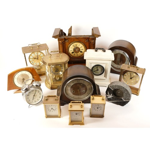 A collection of mid twentieth-century and later mantel clocks, wall and ...