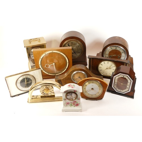 A collection of mid twentieth-century and later mantel clocks, wall and ...