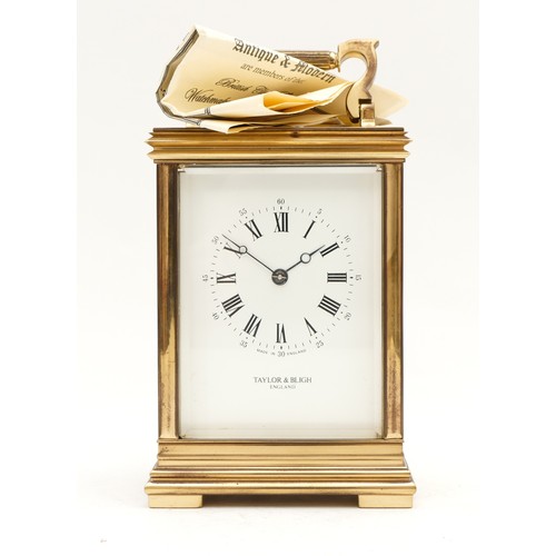 Taylor & Bligh, England, a 20th century brass striking carriage clock ...