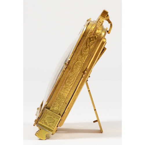 A gilt brass strut clock, in the style of Thomas Cole, late 19th/early ...