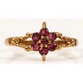 A 9ct gold ruby floral ring, N, 1.2g
