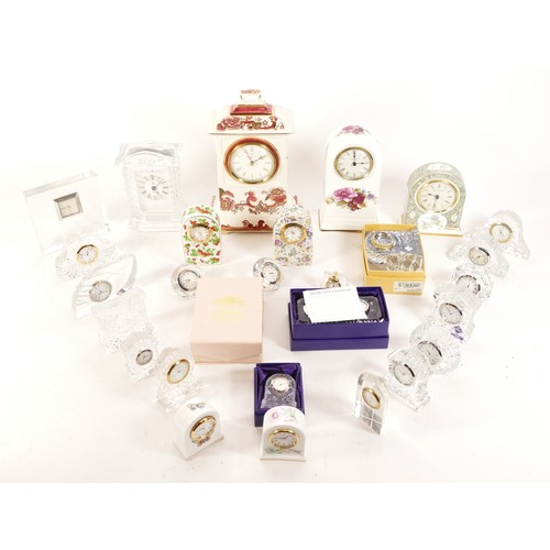 A selection of crystal glass and ceramic clocks, to include, Edinburgh ...