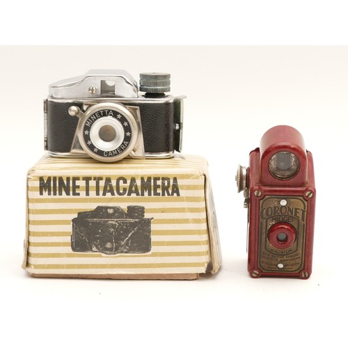 A Coronet 'Midget' bakelite camera, together with a Minetta made in ...