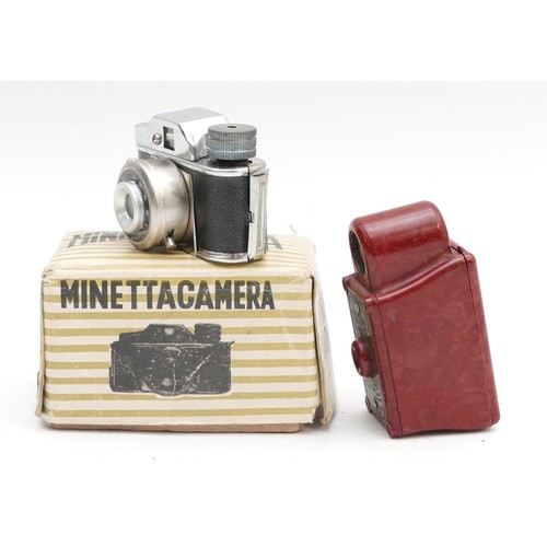 A Coronet 'Midget' bakelite camera, together with a Minetta made in ...