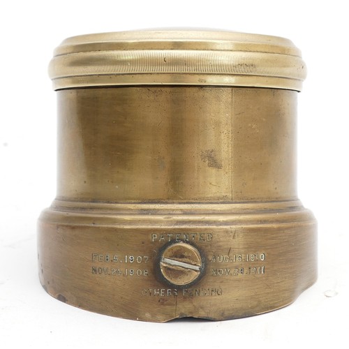 An American Brass era Phinney-Walker keyless clock, rim wind, rim set ...